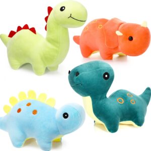 hydren 4 pack plush dinosaur stuffed animal toys 9 inch cute dinosaur fat soft dino plushie gift for boys girls birthday party favors