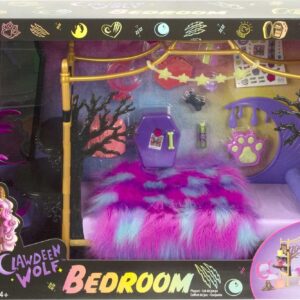 Monster High Playset, Clawdeen Wolf Bedroom with Doll House Furniture & Toy Accessories Like Spooky Decor & Snacks, Sticker Sheet