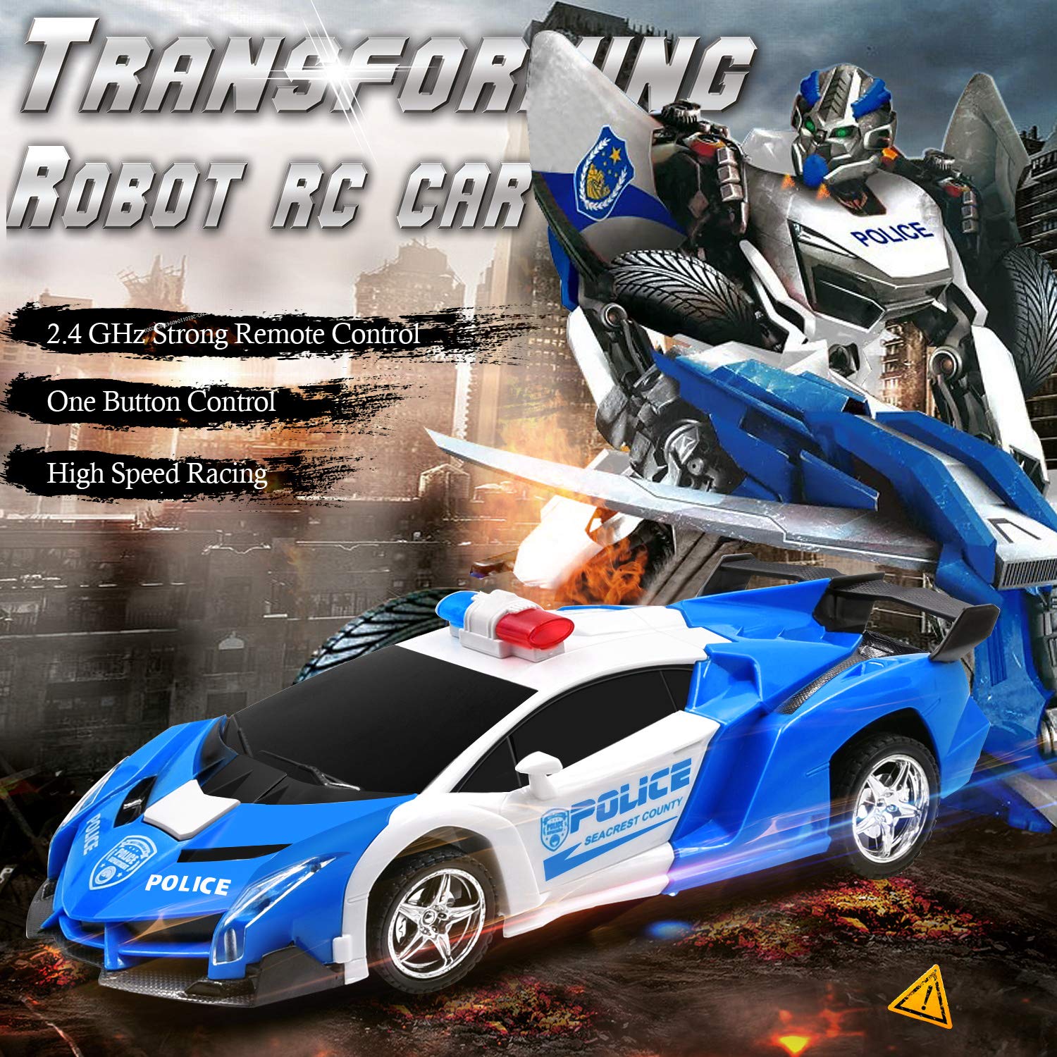 ID Gerilla Remote Control Car, One Button Deformation & LED Light & 360 Degree Rotating Drifting