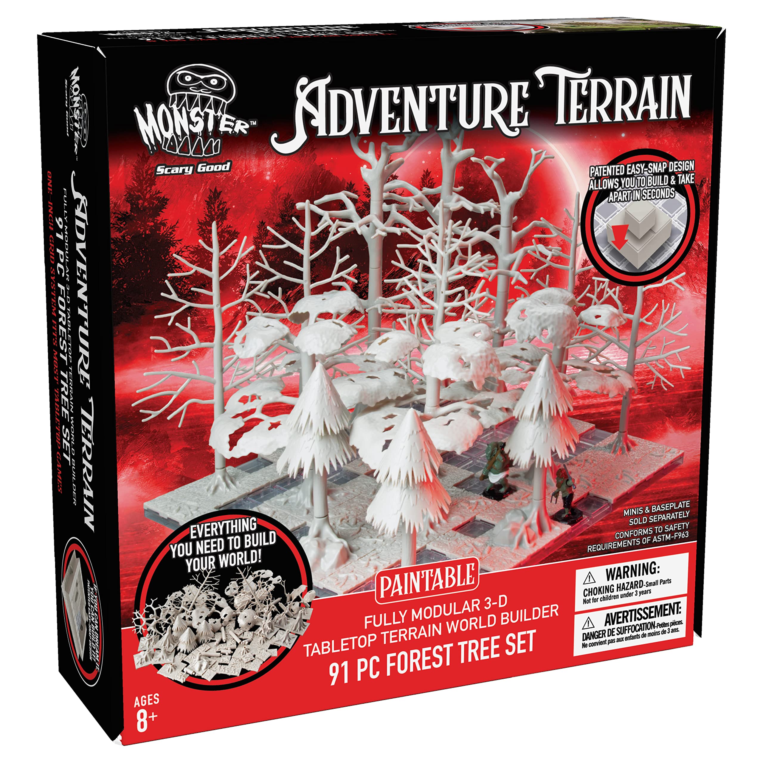 Monster Adventure Terrain 91Pc Paintable Forest Tree Set Fully Modular, Stackable 3D Tabletop World Builder-Use Alone or w/Other Sets- Compatible with DND Dungeons Dragons, Pathfinder & All RPG Games