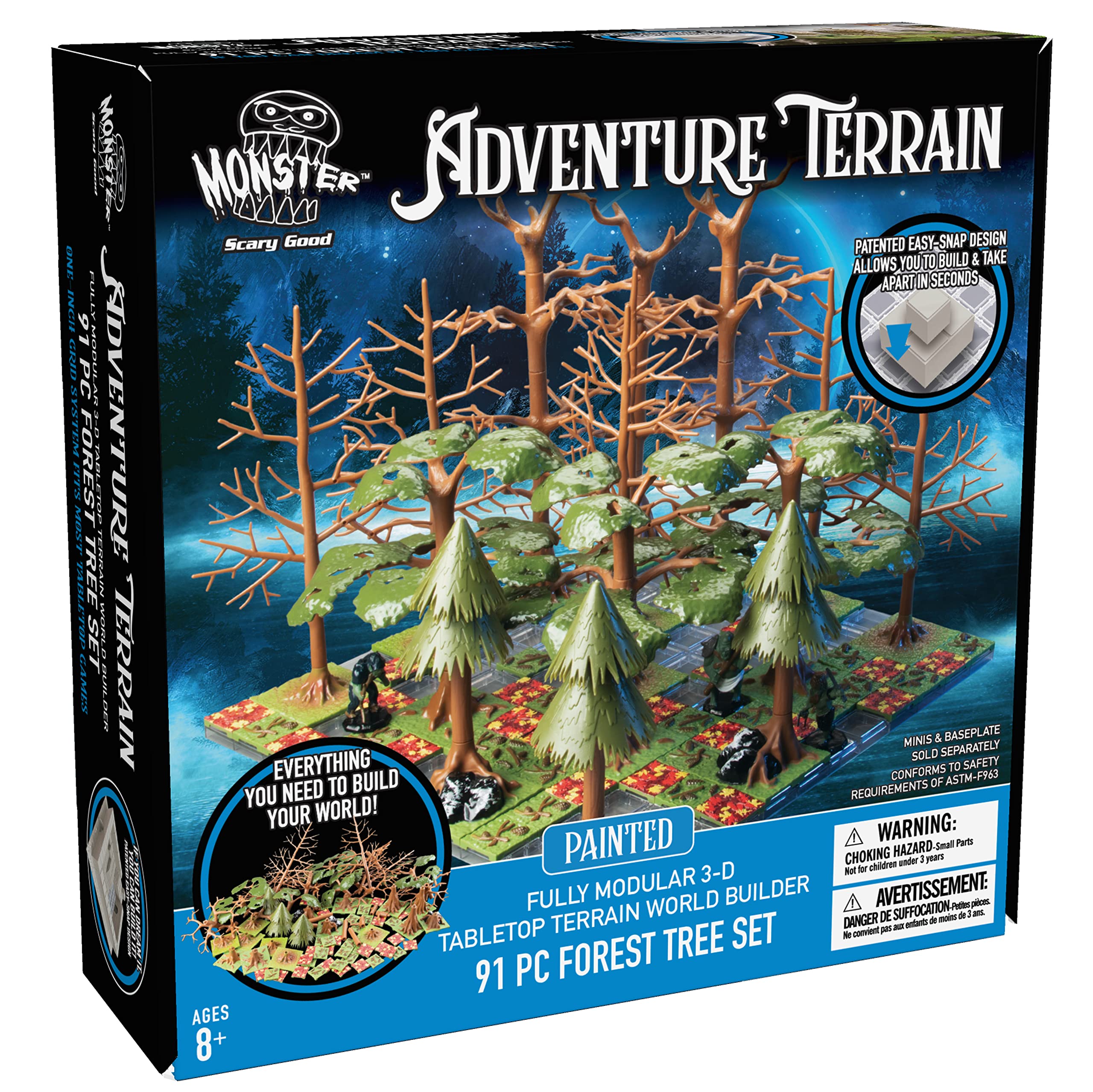 Monster Adventure Terrain 91Pc Painted Forest Tree Set Fully Modular, Stackable 3D Tabletop World Builder-Use Alone or with Other Sets- Compatible with DND Dungeons Dragons, Pathfinder & All RPG Games