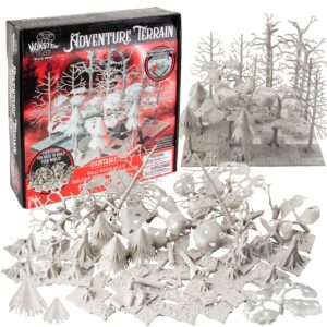 monster adventure terrain 91pc paintable forest tree set fully modular, stackable 3d tabletop world builder-use alone or w/other sets- compatible with dnd dungeons dragons, pathfinder & all rpg games