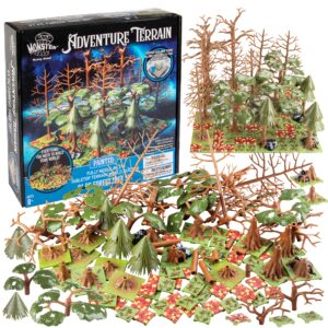 monster adventure terrain 91pc painted forest tree set fully modular, stackable 3d tabletop world builder-use alone or with other sets- compatible with dnd dungeons dragons, pathfinder & all rpg games