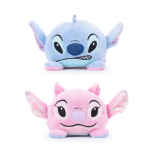 disney simba official stitch and angel reversible plush toy for kids stitch, blue, pink