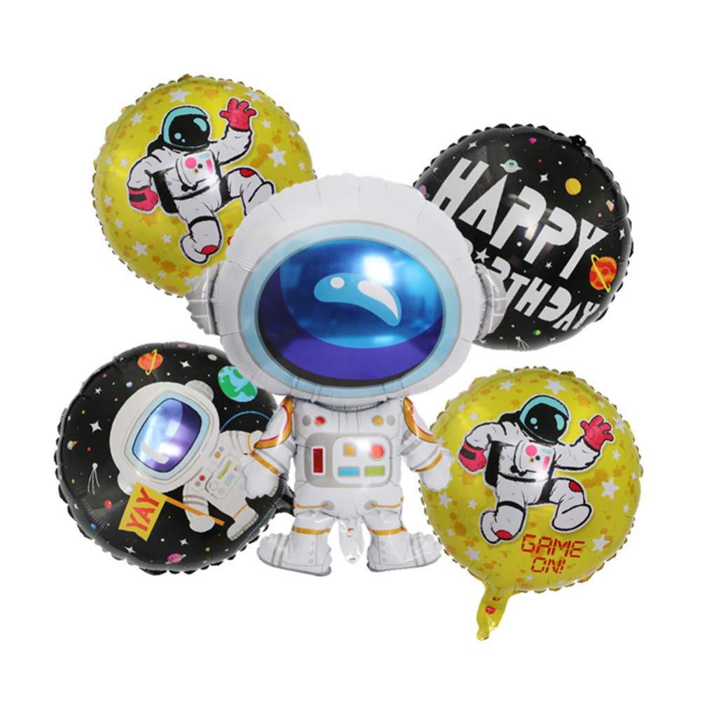 10pcs Mini Astronaut Spaceman Balloons Rocket Airship Balloons Foil Balloons for Baby Shower Birthday Outer Space Themed Party Decorations