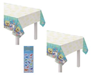 spongebob birthday party supplies bundle pack includes paper table covers - 2 pack