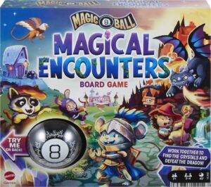 mattel games magic 8 ball magical encounters board game for kids, cooperative family game with real magic 8 ball