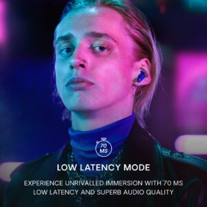 Urbanista Wireless Earphones | Wireless Earbuds with Microphone | 70ms Low Latency Gaming Earbuds | Dual-Mode Bluetooth Earphones | Fast Charge USB-C Earphones | 32 H Playtime | Seoul, Midnight Black