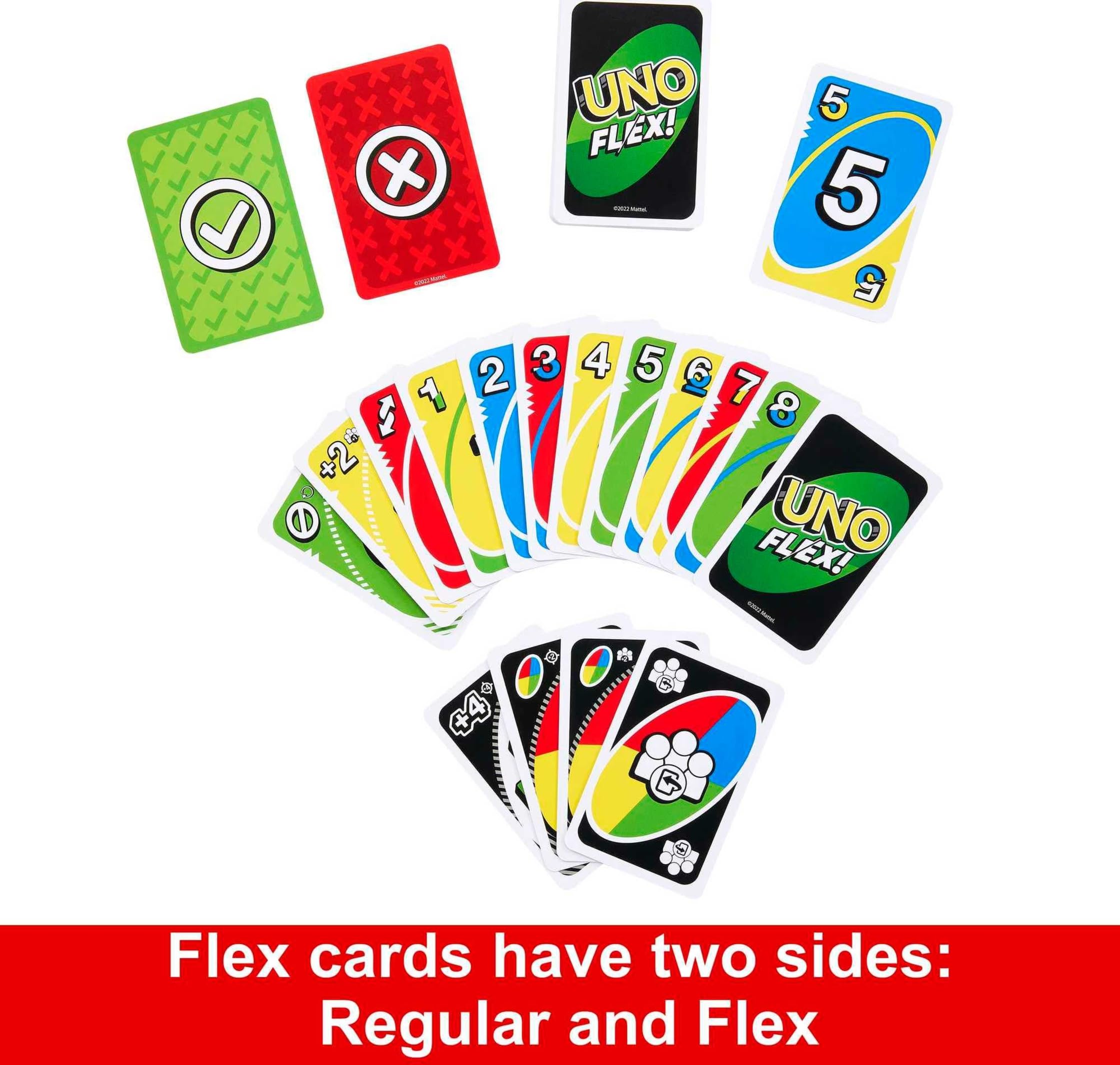 Mattel Games UNO Flex Card Game for Family Night Where Cards Change Color When Flexed in Collectible Tin Box