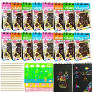 huastyle 16 pack scratch notebooks art and crafts for kids ages 4-8-12 party favors, treasure box prizes for kids classroom pinata stuffers goodie bags activities drawing girls birthday games