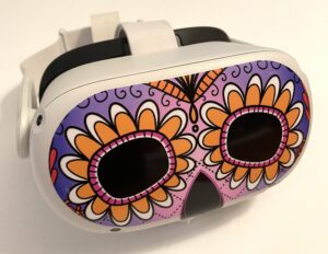 sugar skull (purple) decal for quest 2 vr headset - meta/oculus - glossy vinyl sticker