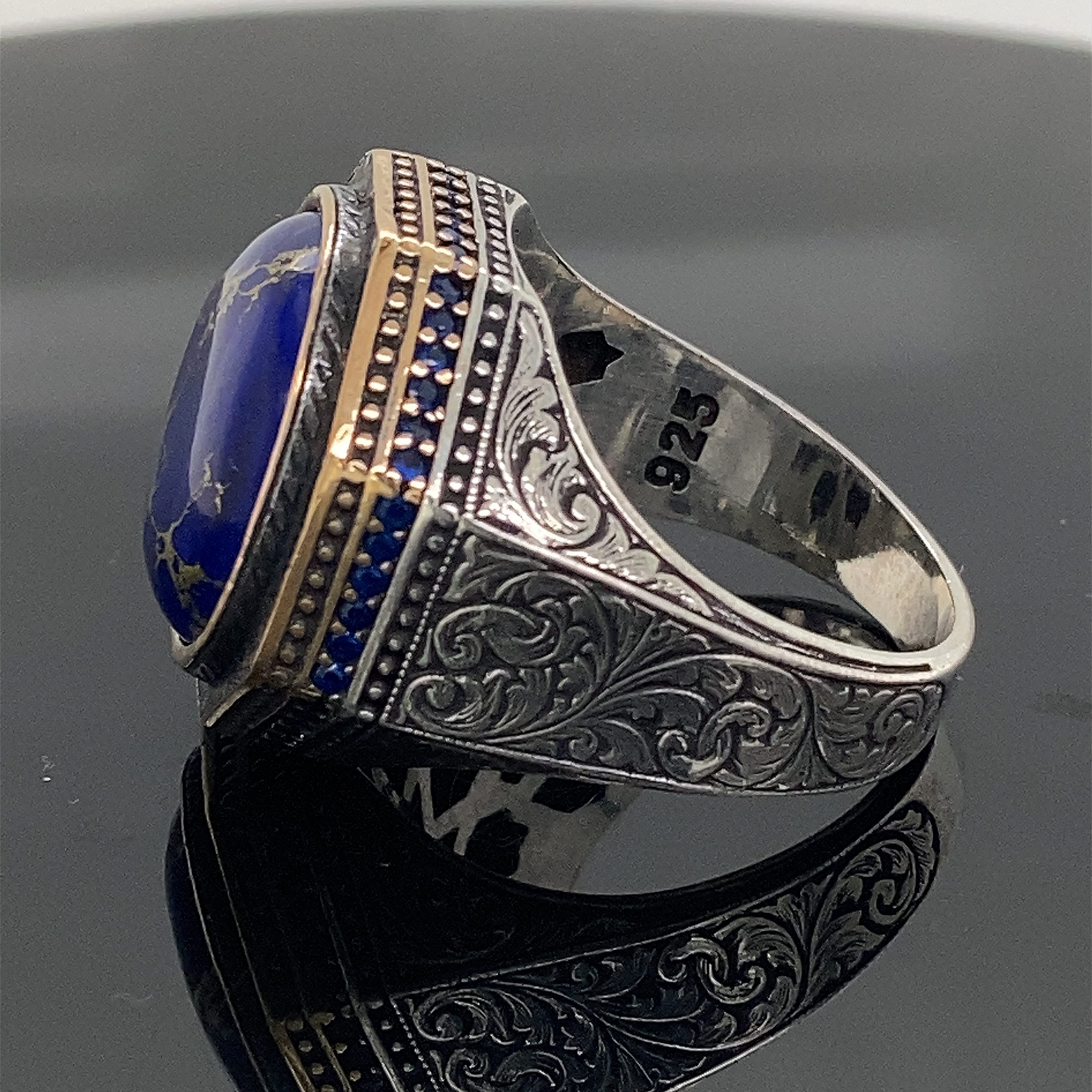 Man Lapis Lazuli Ring, Natural Lapis Ring, Turkısh Handmade Lapis Ring, Blue Lapis Lazuli Ring, 925k Sterling Silver Ring, Gift For Him