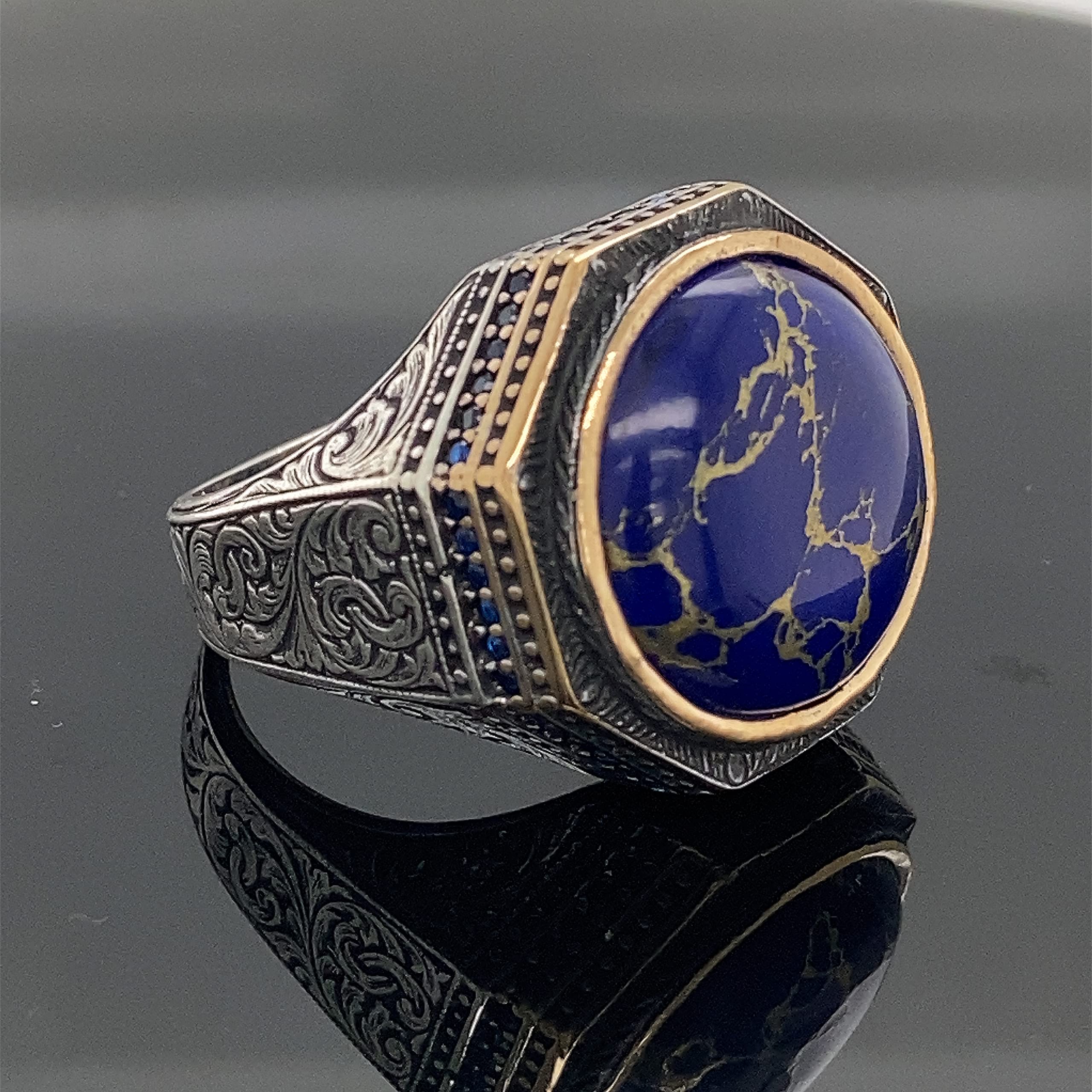 Man Lapis Lazuli Ring, Natural Lapis Ring, Turkısh Handmade Lapis Ring, Blue Lapis Lazuli Ring, 925k Sterling Silver Ring, Gift For Him