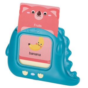 bubblebash preschool learning flashcards machine, dinosaur design with 224 words, teal