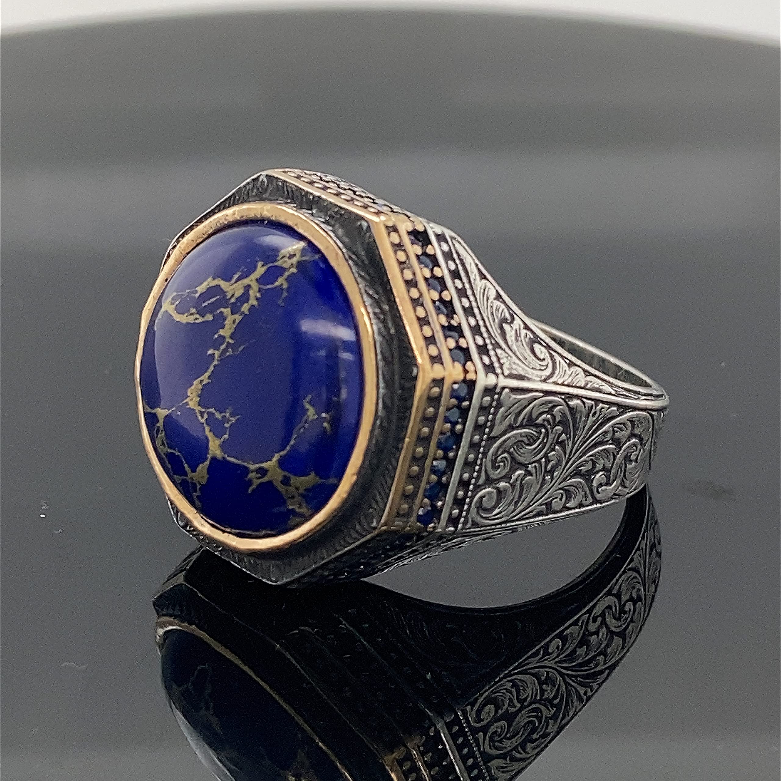 Man Lapis Lazuli Ring, Natural Lapis Ring, Turkısh Handmade Lapis Ring, Blue Lapis Lazuli Ring, 925k Sterling Silver Ring, Gift For Him