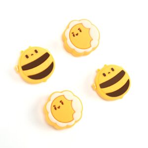 geekshare cute silicone joycon thumb grip caps, joystick cover compatible with nintendo switch/oled/switch lite,4pcs - sunflower & bee