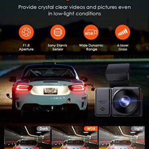 Vantrue E2 Dash Cam Front and Rear with Voice Control, 2.7K + 2.7K Dual Dash Camera for Cars, WiFi, GPS, STARVIS Night Vision, Buffered Parking Mode, G-Sensor, 2.45" IPS, 160°, WDR, Support 512GB