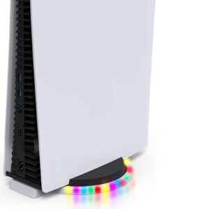 nargos ps5 base led light - ps5 accessories rgb vertical stand light with 7 colors for playstation 5 digital & disc edition console