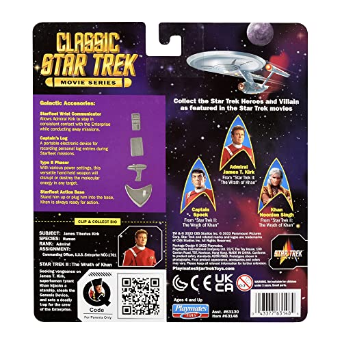 Star Trek Playmates Toys Universe: 5" Admiral James Kirk Wrath of Khan Action Figure with Accessories, Multi