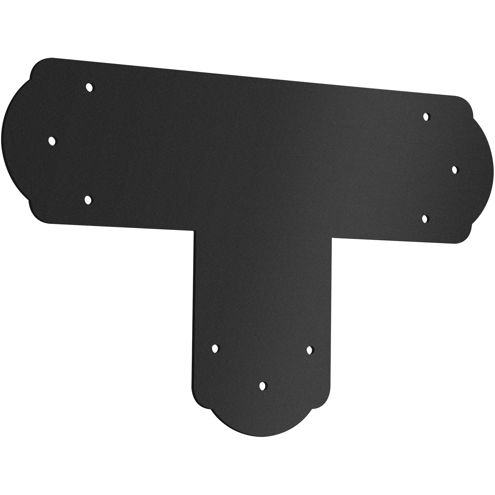 VEVOR Black T Bracket, 6'' x 6'', 8 PCs Black Powder-Coated T Mending Plate, 16 Gauge Steel T-Shaped Tie Flat Connector with Screws Set, Post to Beam Bracket for Repair Wood Furniture