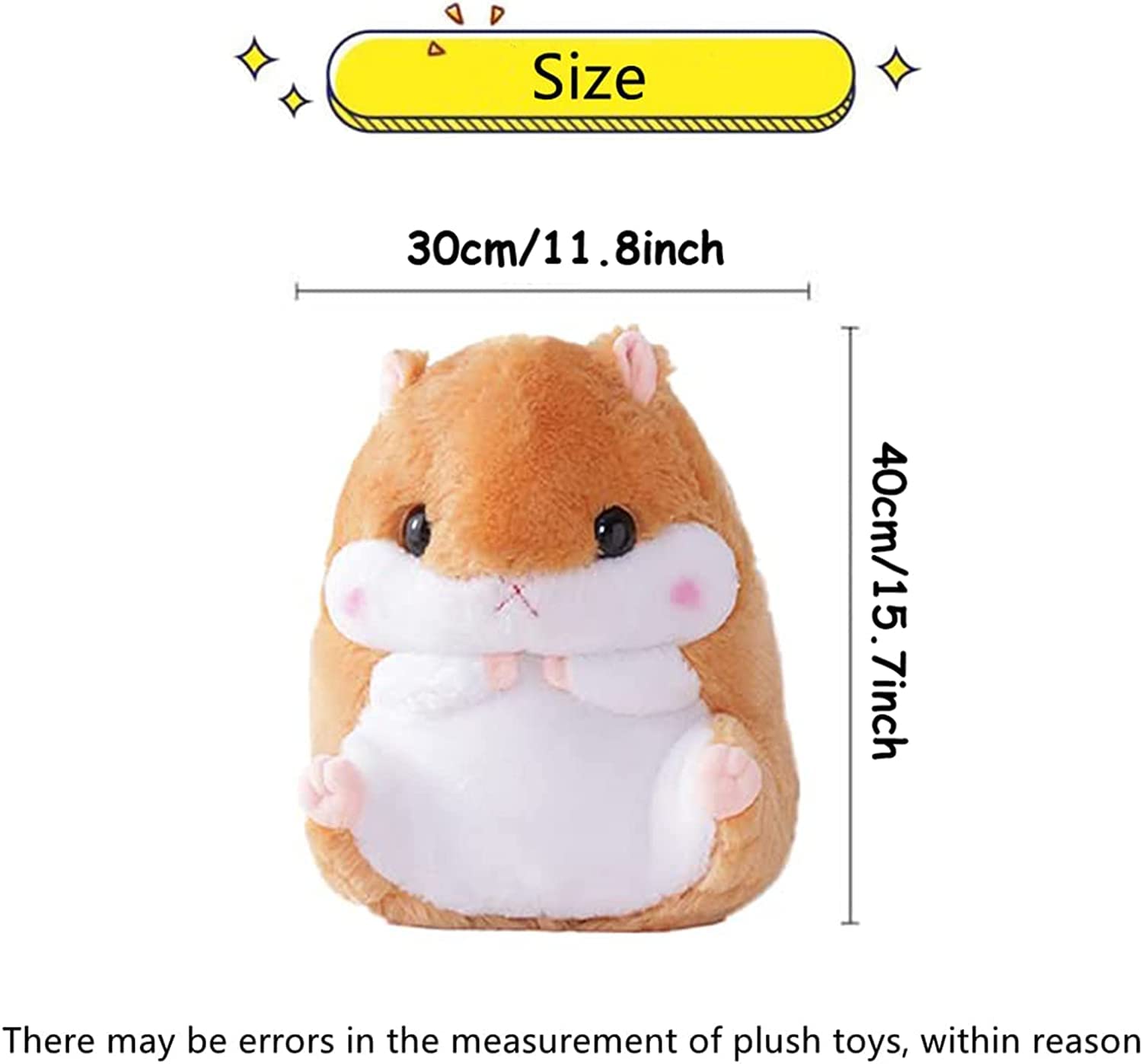 Hgplvxj Hamster Plush Toy, Hamster Stuffed Animal Plush Pillow Birthday Xmas Gift for Kids (Brown 15.7''x11.8'')