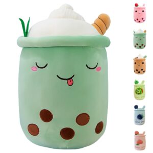 mdxmy plush stuffed bubble tea plush pillow soft cute pearl milk tea hug toy(green cream, 9.8 inches)