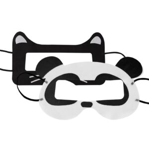 geekria 50pcs vr cartoon disposable mask vr headset mask, vr eye cover mask, vr headset cover mask universal mask for vr compatible with meta quest pro quest 2 psvr2 for adults (panda+black cat)