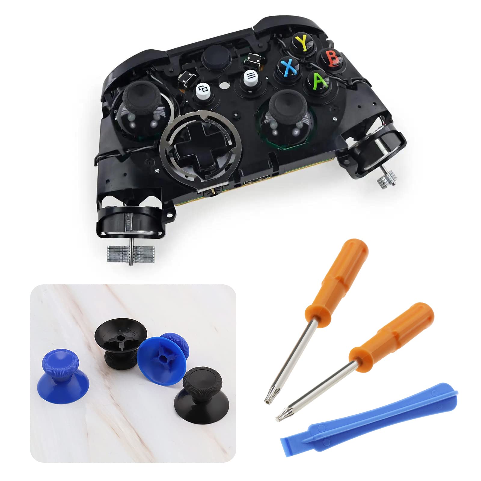 eMagTech Set of 15 Game Console Controller Repair Kit Compatible with Xbox One Controller 3D Analog Joystick Module & Thumbstick & Silicone Cap & Installation Tool