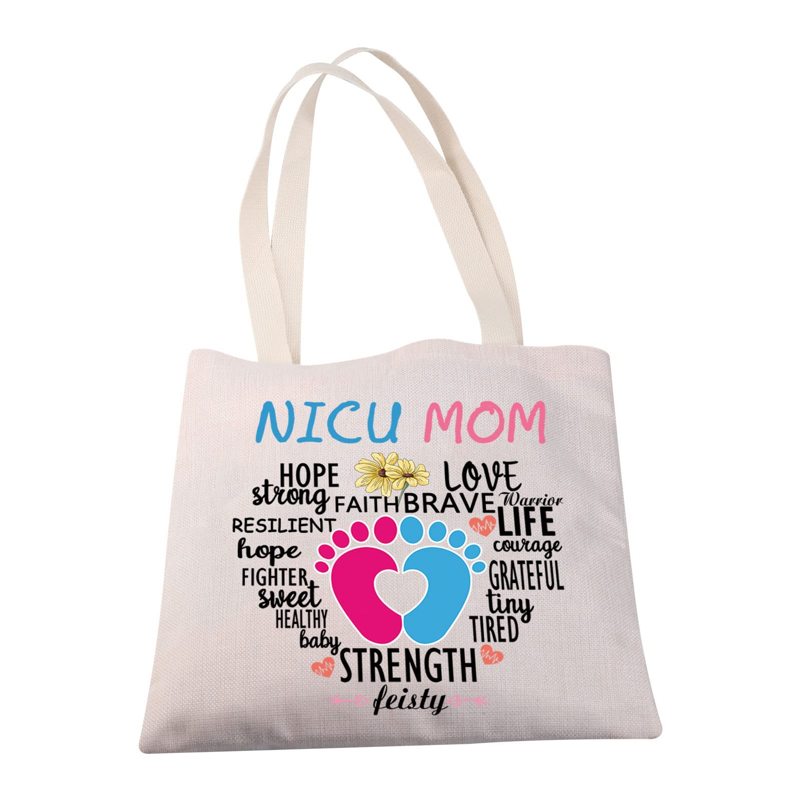 MBMSO NICU Mom Gifts Preemie Mom Gifts NICU Gifts for Mom Tote Bag NICU Awareness Gift for Mommy Premature Birth New Mom Gift (NICU MOM TB)