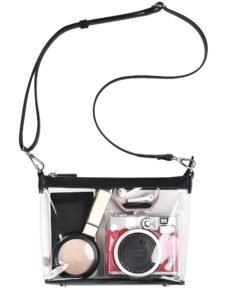 gm likkie clear cross body bag, clear zipper purses for women, stadium approved women shoulder handbag (black)