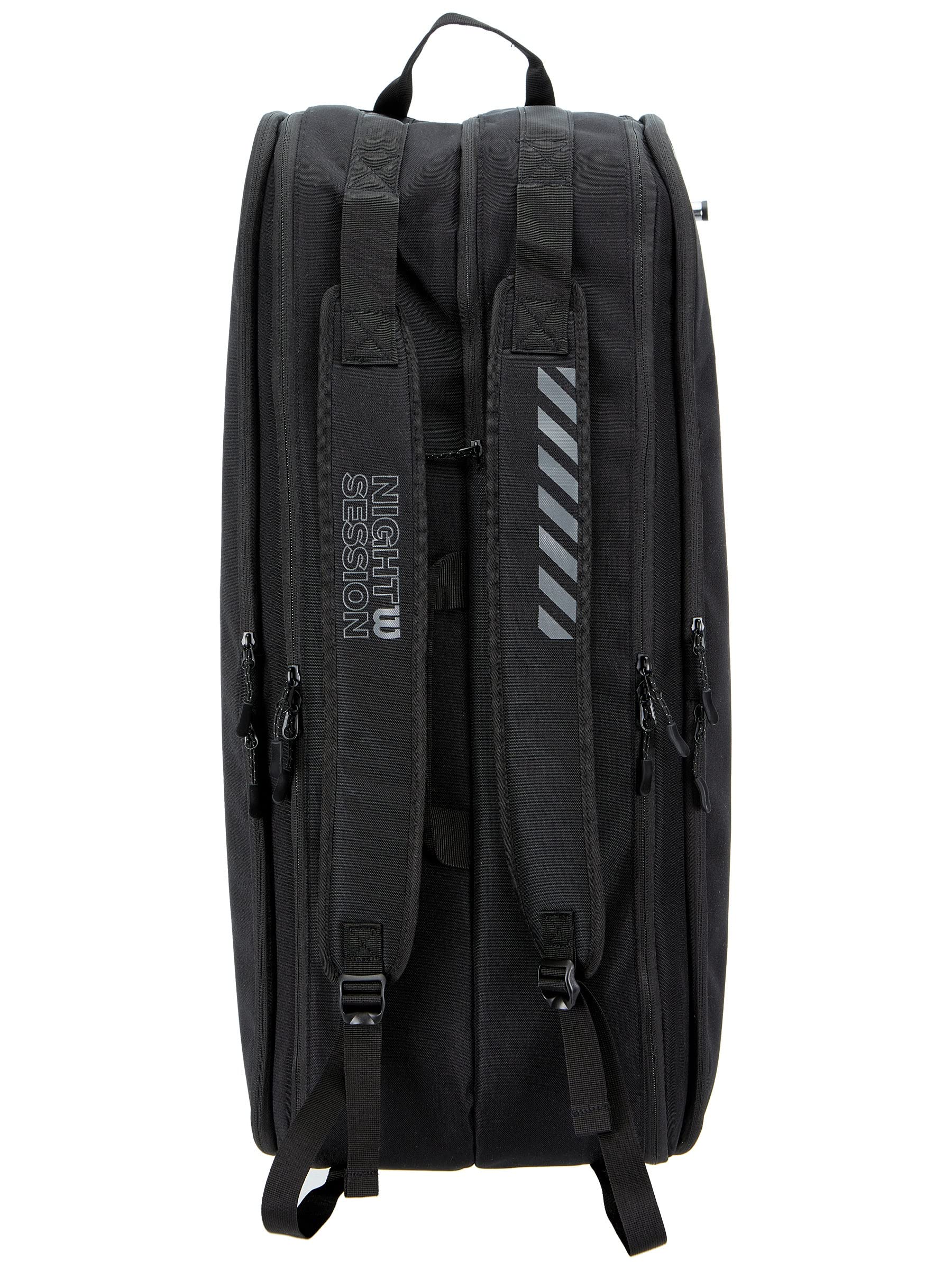 Wilson Night Session Tour 12PK Racket Bag Racket, Adult Unisex, Black/Reflective/ (Multicoloured), One Size, Black/Reflective/ (Multicolor), One Size, Sport