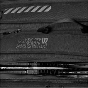 Wilson Night Session Tour 12PK Racket Bag Racket, Adult Unisex, Black/Reflective/ (Multicoloured), One Size, Black/Reflective/ (Multicolor), One Size, Sport