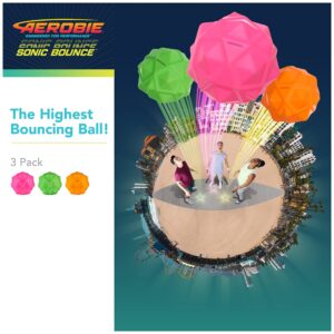 Aerobie Sonic Bounce Ball, Spiky Bouncy Balls for Kids & Kids Toys, Outdoor Games & Birthday Party Favors for Kids & Teens Aged 8 & Up, 3-Pack