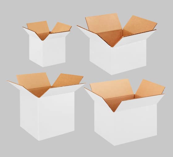 BannerBuzz Shipping Corrugated Box, 100% Recyclable, Made of Single Wall C Flute Corrugated Fiberboard in Semi-gloss White Kraft Paper with ECT 25# (12" x 10" x 8", Pack of 100)