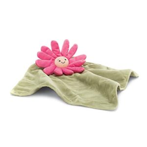 jellycat fleury gerbera pink flower soother, 13.5 inches | security blanket and lovey for babies | baby gift