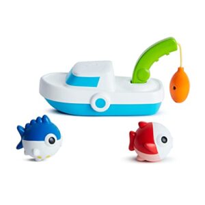 munchkin® deep sea fishin'™ toddler bath toy and game with magnetic fish, boat, and rod