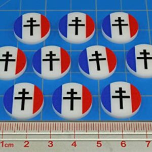 LITKO World War Two Miniature Wargames National Faction Token Game Pieces Compatible with Bolt Action (10) (Free France)