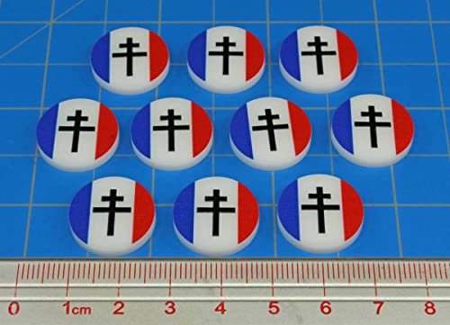 LITKO World War Two Miniature Wargames National Faction Token Game Pieces Compatible with Bolt Action (10) (Free France)