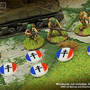 LITKO World War Two Miniature Wargames National Faction Token Game Pieces Compatible with Bolt Action (10) (Free France)