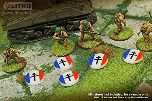 LITKO World War Two Miniature Wargames National Faction Token Game Pieces Compatible with Bolt Action (10) (Free France)