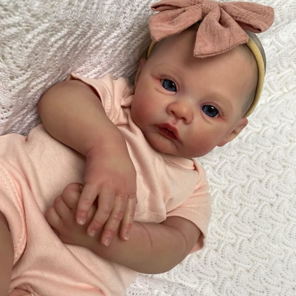 Zero Pam 19" Realistic Reborn Baby Doll Girl, Lifelike Soft Silicone Vinyl, Handmade Weighted Toddler Toy with Real Skin Tone