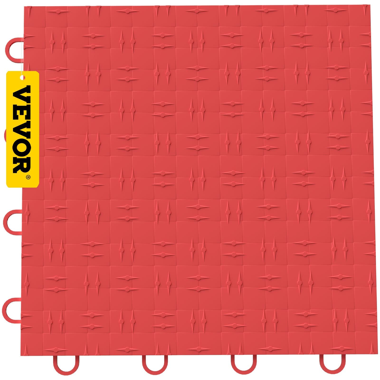 VEVOR Garage Tiles Interlocking, 25 pcs Red 12" x 12" Garage Floor Covering Tiles, Non-Slide Diamond Plate Garage Flooring Tiles Support 55000 lbs for Basement, Gym