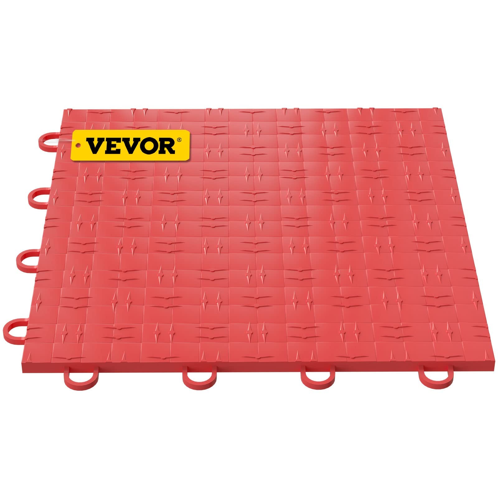 VEVOR Garage Tiles Interlocking, 25 pcs Red 12" x 12" Garage Floor Covering Tiles, Non-Slide Diamond Plate Garage Flooring Tiles Support 55000 lbs for Basement, Gym