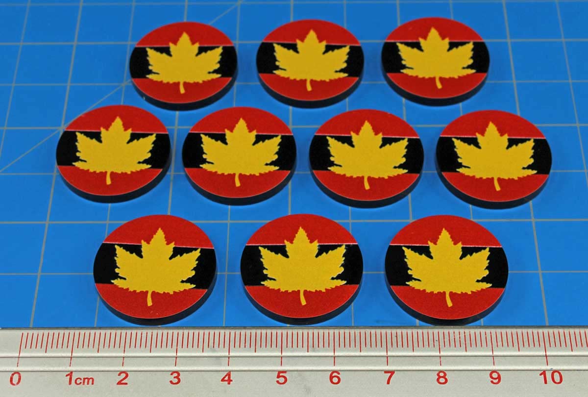 LITKO World War Two Miniature Wargames 25mm National Faction Token | Country Game Pieces Compatible with Bolt Action (10) (Canadian Commonwealth)