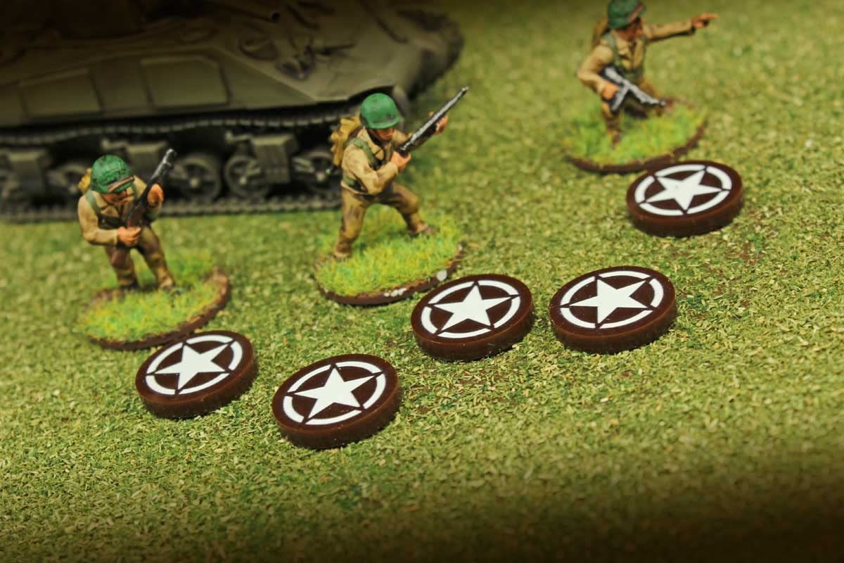 LITKO World War Two Miniature Wargames National Faction Token Game Pieces Compatible with Bolt Action (10) (United States Army)