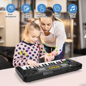 TOQIBO Kids Piano Keyboard, 37 Keys Electronic Piano for Kids Portable Multi-Function Musical Instruments Birthday Educational Gift Toys for 3 4 5 6 7 8 Year Old Boys Girls Children Beginner (Black)