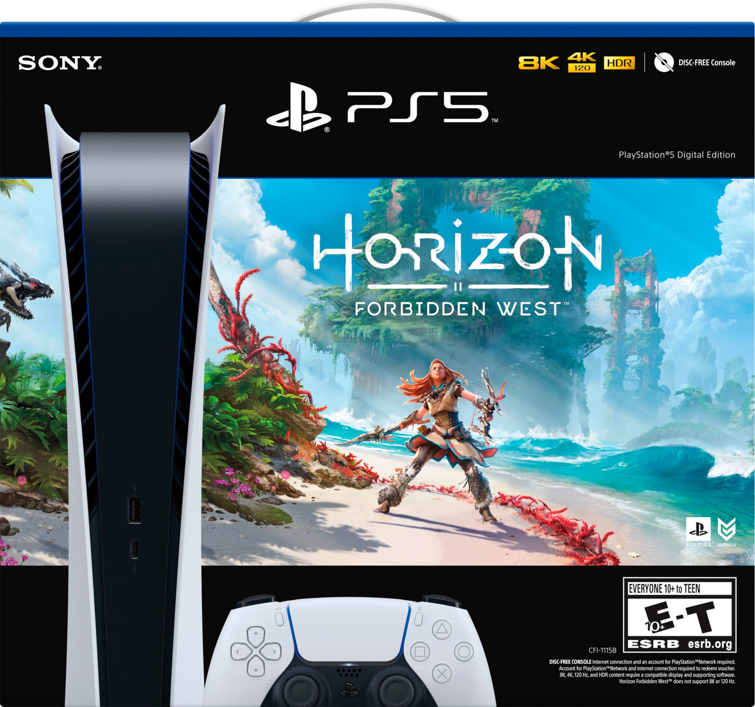 Playstation 5 Digital Edition PS5 Console Horizon Forbidden West Bundle (^Disc Free) - U Deal (Renewed)