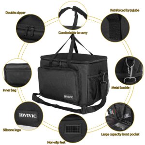 IBVIVIC 8 Slots Wireless Microphone Case with Foam, 1680D Heavy Duty Oxford Fabric Microphone Bag with Shoulder Strap, BLACK