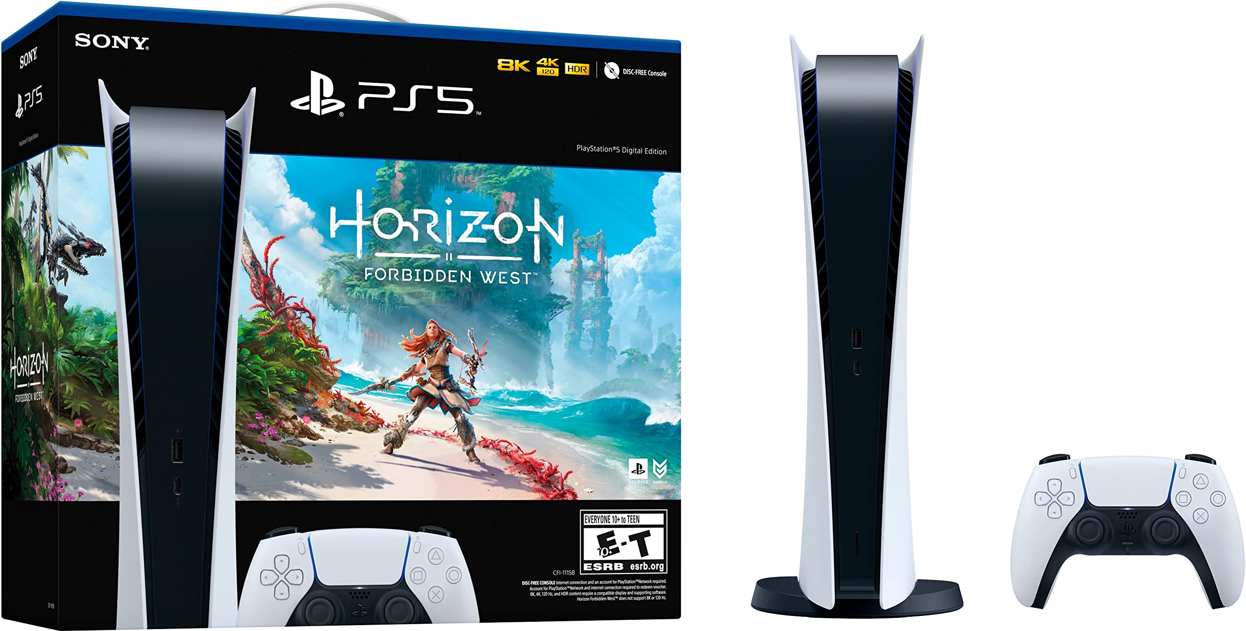 Playstation 5 Digital Edition PS5 Console Horizon Forbidden West Bundle (^Disc Free) - U Deal (Renewed)