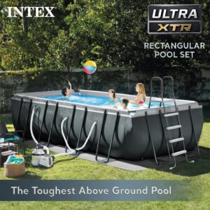 Intex Ultra 18 Foot XTR Rectangular Metal Frame Swimming Pool Set w/Pump Filter